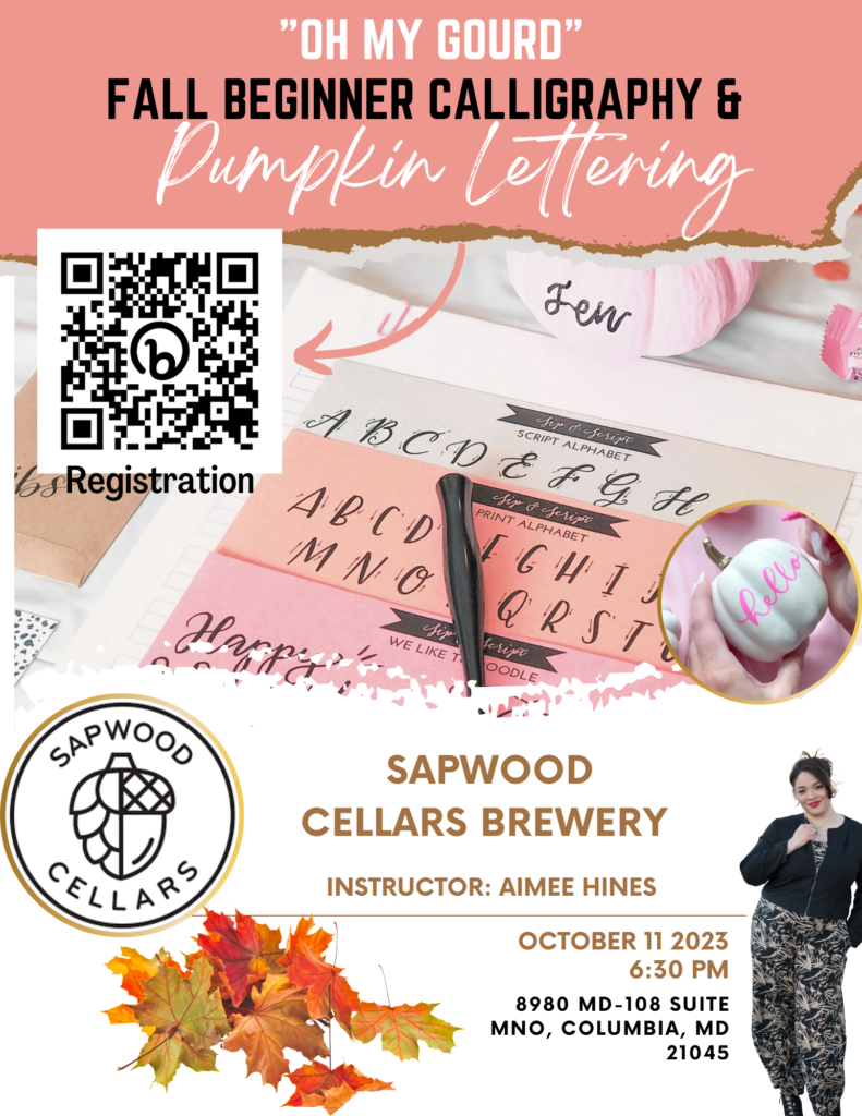 Oh my Gourd: Cookies + Calligraphy Fall Beginner Calligraphy • Sapwood Cellars Brewery ...